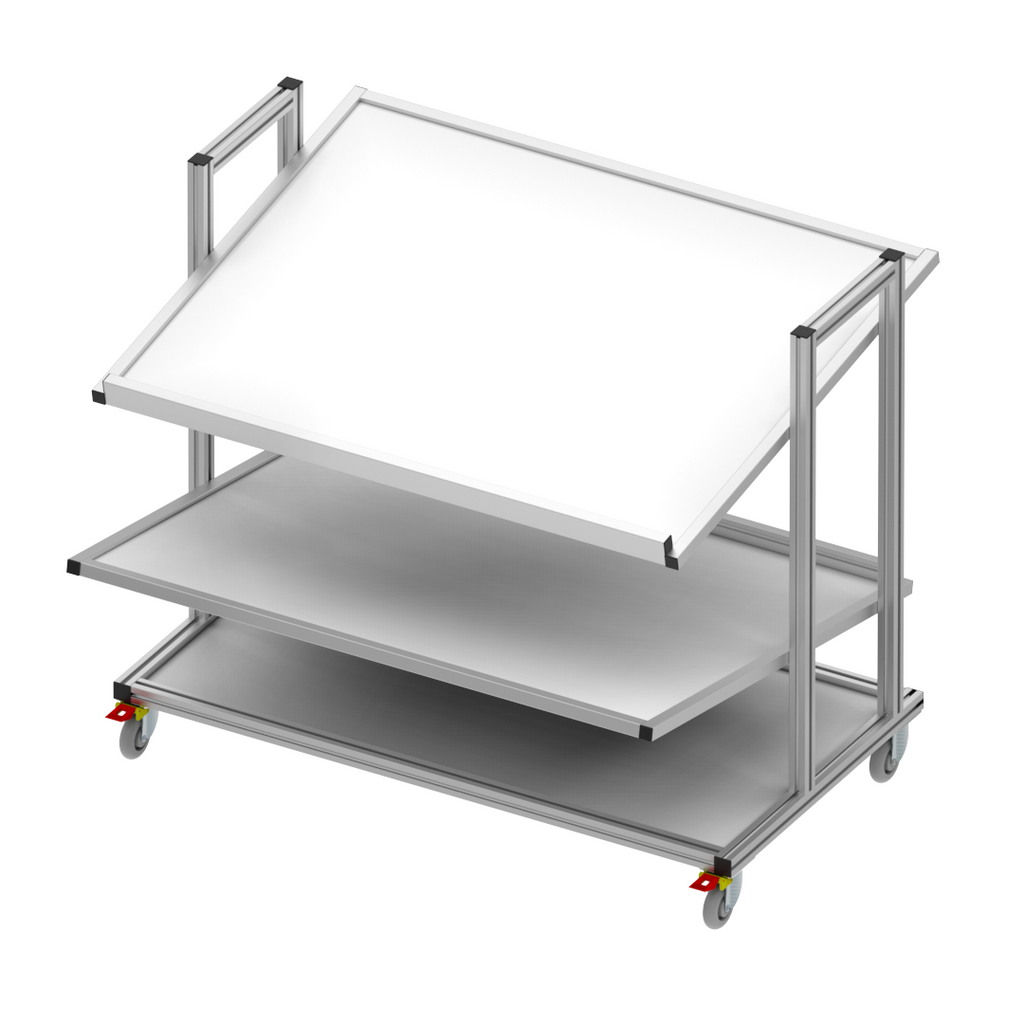 AME System | Aluminium Kanban Trolley 1440 internal shelf size 1300x1010