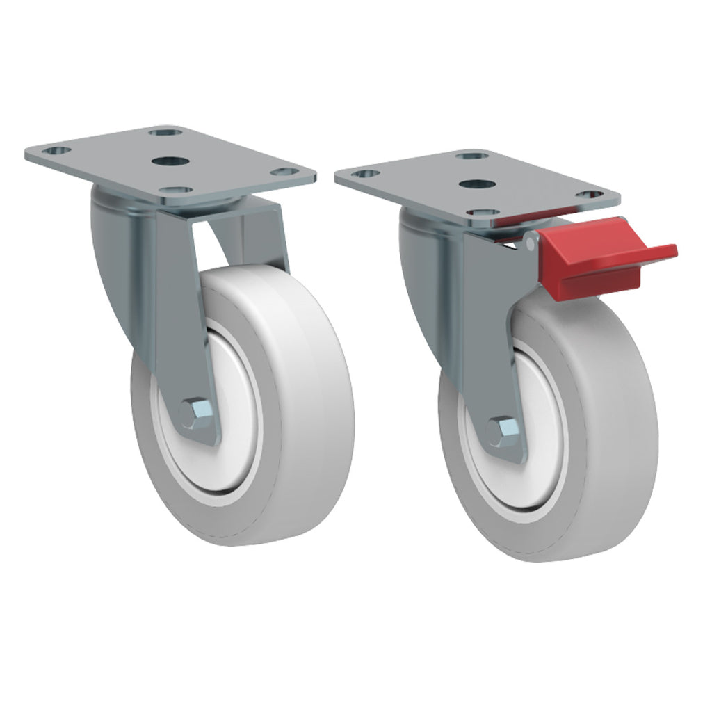 AME System | Plate Mount Castor Wheel Ø100mm, with or without brakes