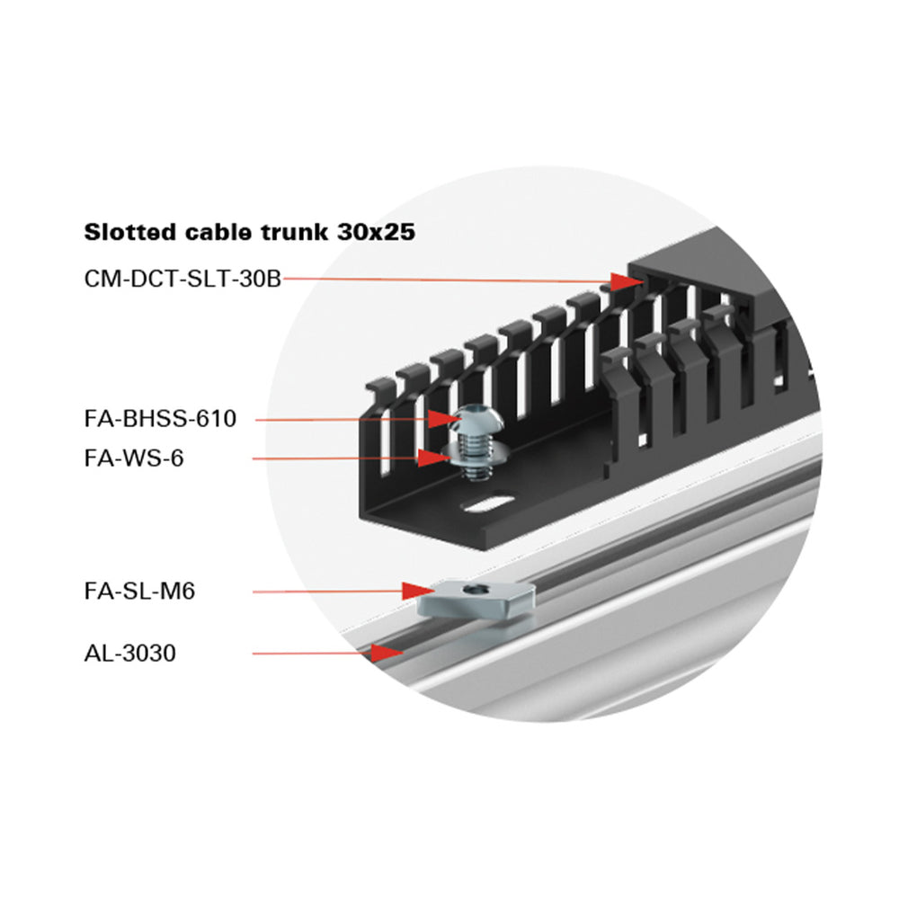 AME System | Slotted Cable Trunk 30x25 2m for 30 Series Profiles